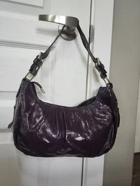 Innue | Bags | Womens Shiny Eggplant Color Leather Shoulder Bag Final ...